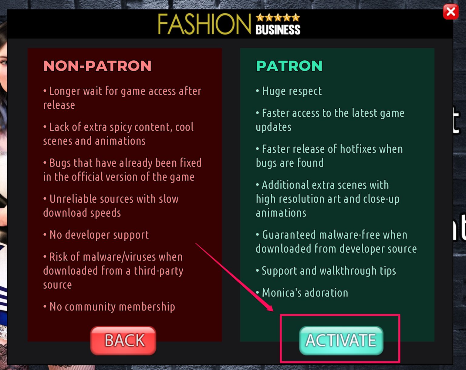 Activation guide – Fashion Business: Monica's Adventures